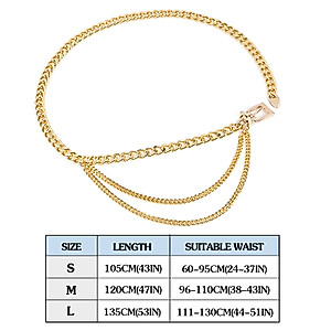 DTWAWA Gold Chain Belts for Womens Dresses Multi Layer Waist Chain Body Belly for Her, 35.4IN