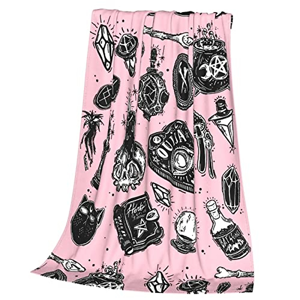 BLUBLU Witchy Witch Blanket Flannel Throw Blanket Flannel 50"x40" for Men Women Kids Gifts