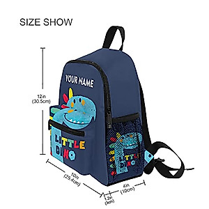 ODAWA Custom Backpack for Boys, Personalized Backpack with Name/Text, Customization Cute Dinosaur Blue Preschool Backpack Kindergarten