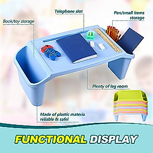 Honoson 12 Pcs Kids Lap Desk Tray Plastic Portable Desk with 3 Compartments Bed Tables for Eating and Laptops Lap Desk with Storage Car Floor Serving Lap Tray for Kids Classroom Activity Travel