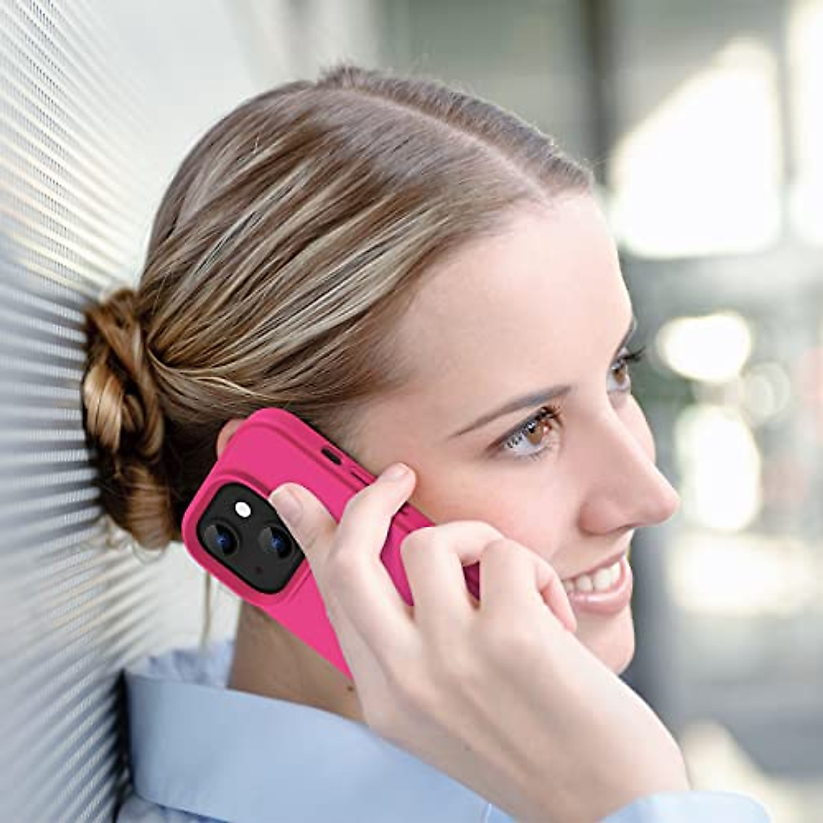 CAFEWICH for iPhone 14 Case, Slim Protective Shockproof Cover for Girls, Soft Liquid Silicone with Anti-Scratch Microfiber Lining Cover 6.1 Inch Display - Rose