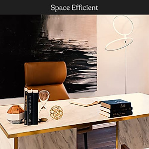 Brightech Eclipse Dimmable LED Floor Lamp, Modern Torchiere Floor Lamp for Living Rooms & Offices – Super Bright Tall Lamp with Dimmable Options for Reading, Standing Lamp Living Room Décor - Silver