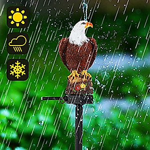 PERFECTOP 2 Pack Solar Eagle Garden Lights, Outdoor Solar Bald Eagle Figurines Decorative Stake Light, Garden Eagle Animal Bird Decor Yard Lawn Pathway Decoration Thanksgiving Christmas Ornament Gift