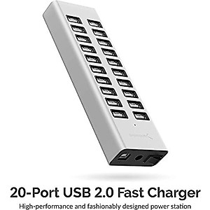 SABRENT 90W 20 Port USB 2.0 Fast Charger, 12V Power Supply Included (AX-P20C)