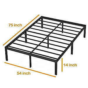 Eavesince Full Size Bed Frame 14 Inch High Max 1000 Pound Heavy Duty Metal Twin Size Platform for Boys Girls Kids No Box Spring Needed Black