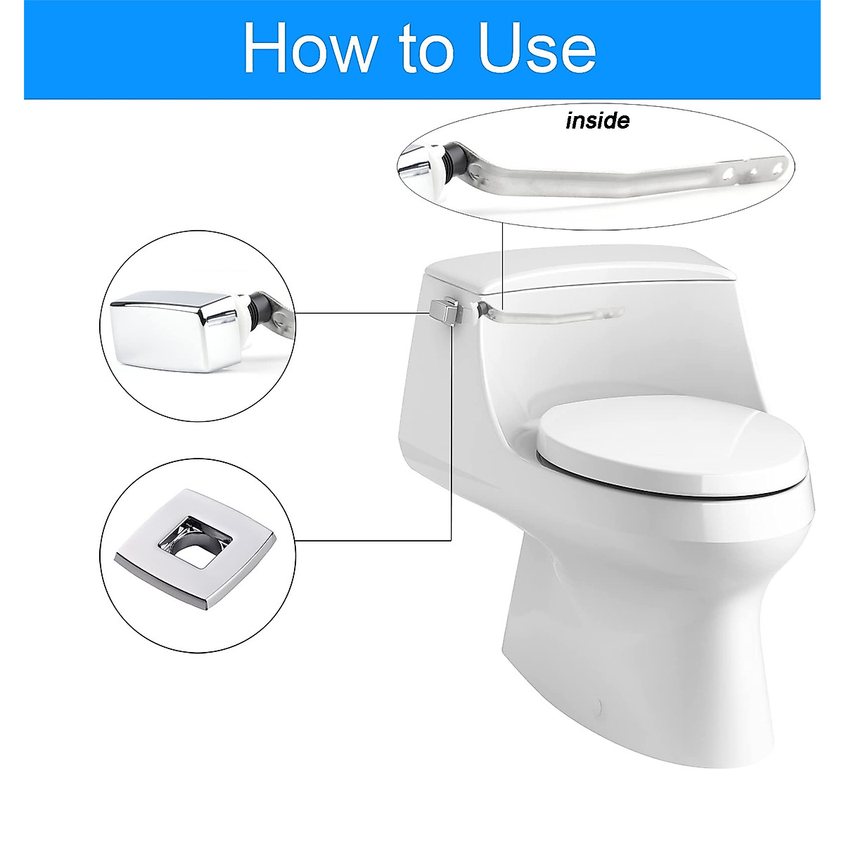 Toilet Flush Handle Replacement, Side Mount Toilet Tank Lever Fit for Kohler 85114-CP Trip Lever Kit, Polished Chrome