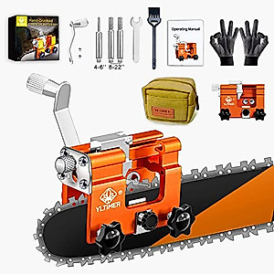 Chainsaw Chain Sharpening Jig, Chainsaw Sharpener Kit with Carrying Bag & Cleaning Brush, Hand-Crank Fast Chain Saw Sharpener Tool for 4"-22" Chain Saws & Electric Saws, Lumberjack, Garden Worker