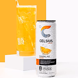 CELSIUS Sparkling Orange, Functional Essential Energy Drink 12 Fl Oz (Pack of 12)