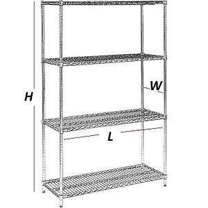 Nexel Adjustable Wire Shelving Unit, 4 Tier, NSF Listed Commercial Storage Rack, 18" x 42" x 63", Black Epoxy