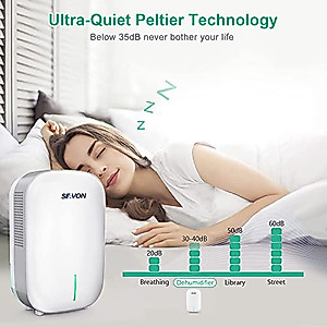 SEAVON 27OZ Dehumidifier Small Dehumidifiers for Home 2200 Cubic Feet (260 sq ft), Portable and Compact 800ML Capacity Quiet Dehumidifiers for Bedroom, Bathroom, RV, Closet, Basements, Auto Shut Off