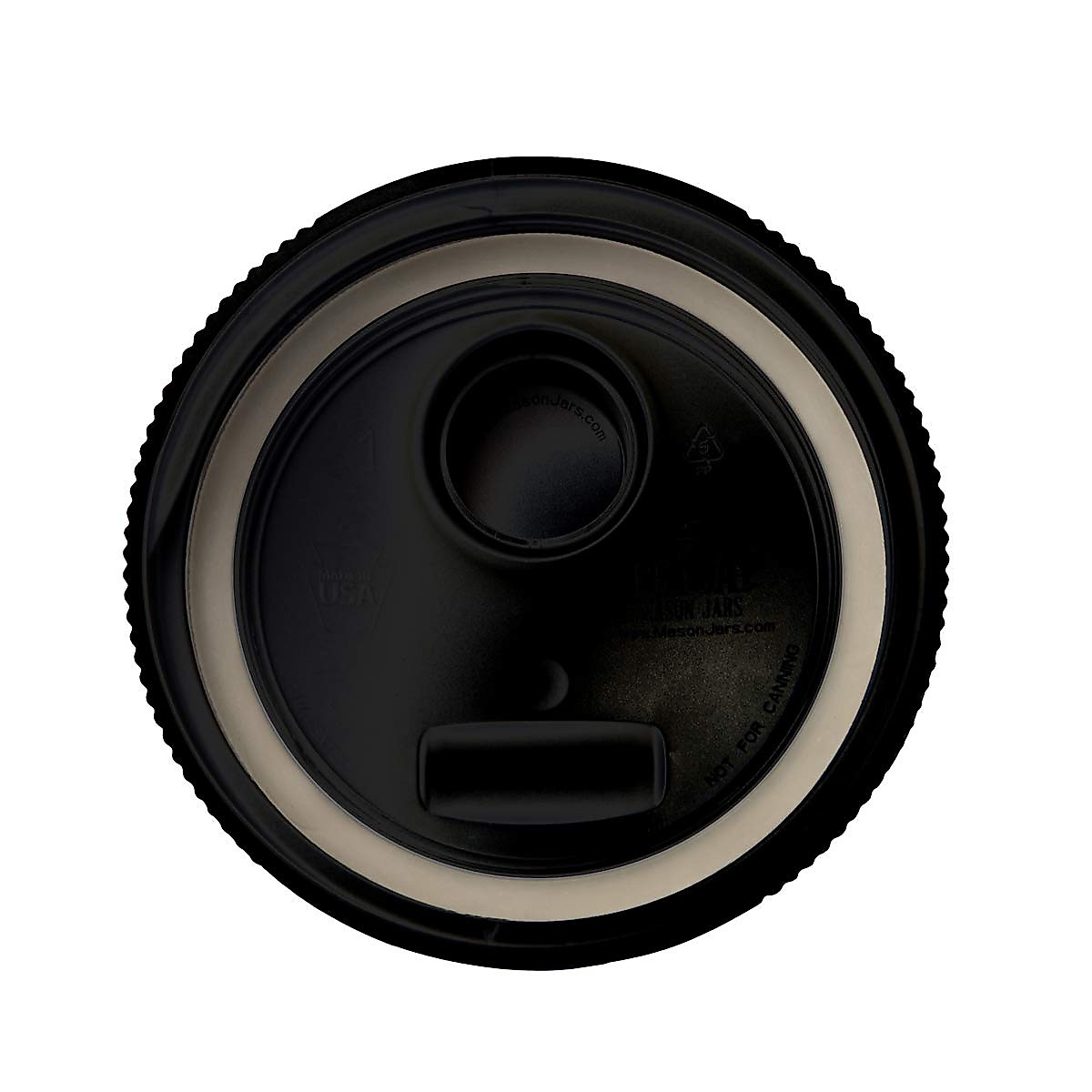 reCAP Mason Jar Pour Cap and Drinking Lid | 3 Pack | Black | Regular Mouth | Made in the USA | Leak-proof | No-break material