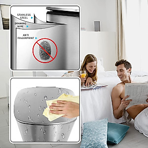 Bigacc Kitchen Trash Can Large Garbage Can 13 Gallon Trash Can with Lid Stainless Steel Step Trash Can 50L Wastebasket for Kitchen Bathroom Trash can, Silver/Nickel