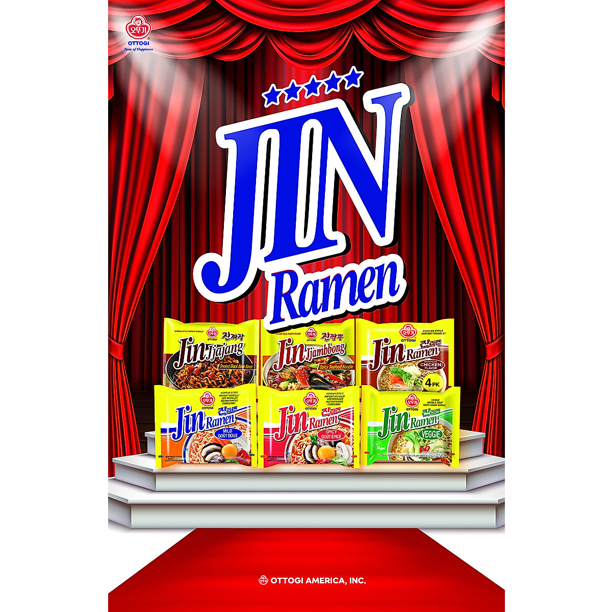 [OTTOGI] Jin Ramen, Mild Flavor - Korean Instant Ramen Noodle, Best Tasting Soup Traditional Instant Ramen (120g) -18 Pack