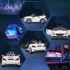 Aosom Mercedes SLC 300 Licensed Kids Electric Car with Remote Control, 12V Battery Powered Kids Ride on Car with Music, Lights, Suspension for 3-6 Years Old, White