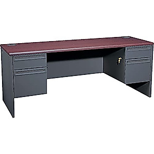 HON 38854NS 38000 Series Kneespace Credenza, 72w x 24d x 29-1/2h, Mahogany/Charcoal