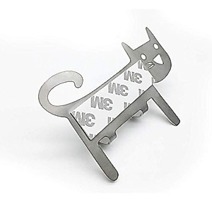 DPOWERFUL 3 Pcs Towel Hook Self-Adhesive Bath Robe Hook 2 Hooks Creative Cat Deco Wall Hooks Stainless Steel Towel Rack Coat Hooks for Bathroom Kitchen