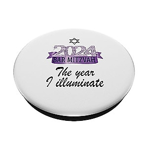 2024 Bar Mitzvah Quote Festive White Purple Decor PopSockets Standard PopGrip