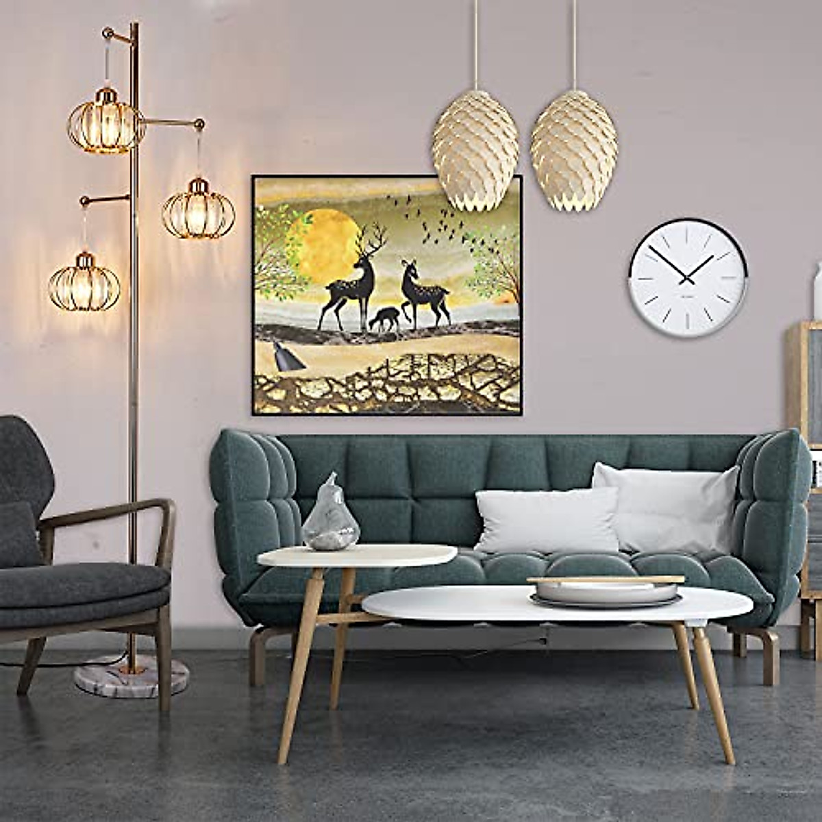 Hsyile KU300259 Industrial Style Crystal Tree Floor Lamp for Living Room,Bedroom,Office,Golden Floor Light,3 Lights