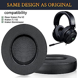 SOULWIT Cooling-Gel Headphones Ear Pads Cushions Replacement for Razer Kraken Pro V2, Kraken 7.1 V2, Kraken Stormtrooper Headset, Earpads with Noise Isolation Memory Foam-Black
