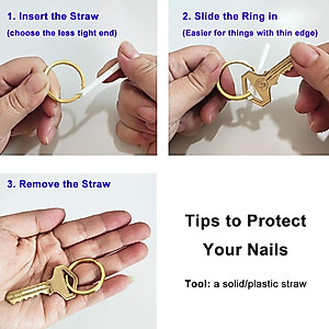 Key Rings for Keychain, Car Keys, Dog Tag Ring, Crafts, Golden, 12Pics