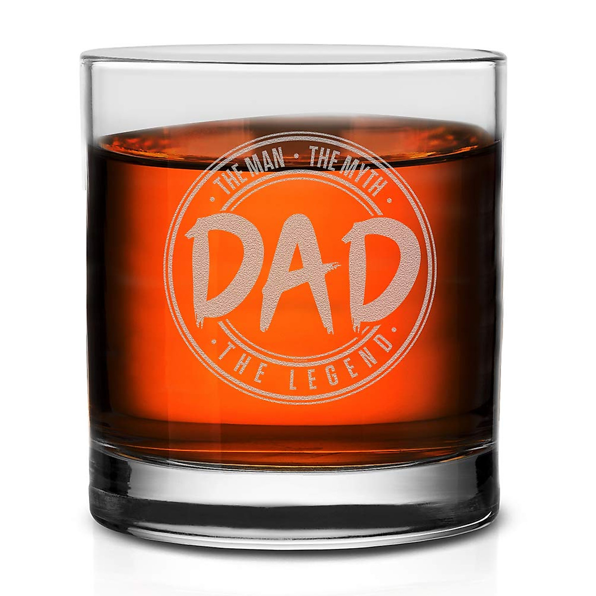 Veracco The Man The Myth Dad The Legend Whiskey Glass Funny Birthday Gifts Fathers Day Birthday Gifts For New Dad Daddy Stepdad (Clear)