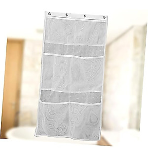 Parliky 6 Bathroom Accessories White Shower Organizer Bag Hanging Mesh Pockets Shower Organizer
