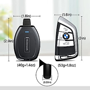 HUAENG Mini Keychain Portable Charger Power Bank Built in USB-C Connector,Emergency 1500mAh Power Pod Compatible with Samsung Galaxy S22, S21, S20, S10, Pixel, Moto, LG, Type-C Android Phones-Black