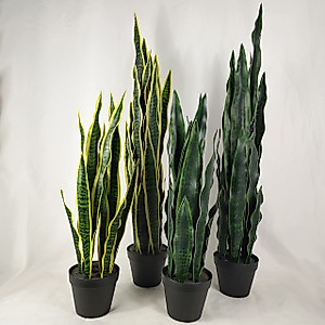 Ailimama Artificial Snake Plant 39 Inch Yellow Fake Sansevieria, Perfect Faux Plants for Home Garden Office Store Decoration