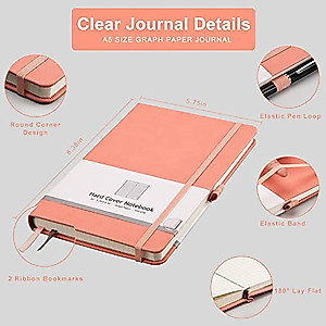 AHGXG Graph Paper Notebook 2 Pack - A5 Grid Paper Notebook/Journal Hardcover with 384 Pages, 120gsm Thick Graph Paper, Grid Paper for Math & Science Students 5.75'' × 8.38''