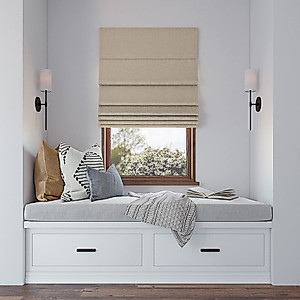 Sun Zero Preble Textured Total Blackout Cordless Roman Shade, 35" x 64", Beige
