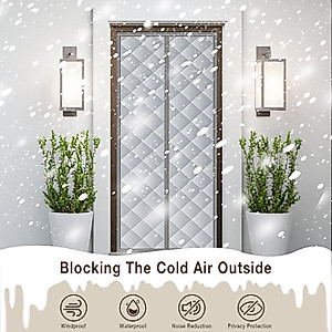 Magnetic Thermal Insulated Door Curtain Fits Door Size 36" x 80", Insulated Hands-Free Closing Door Screen for Winter Warm Cold Protection, Weatherproof, Windproof, Soundproof