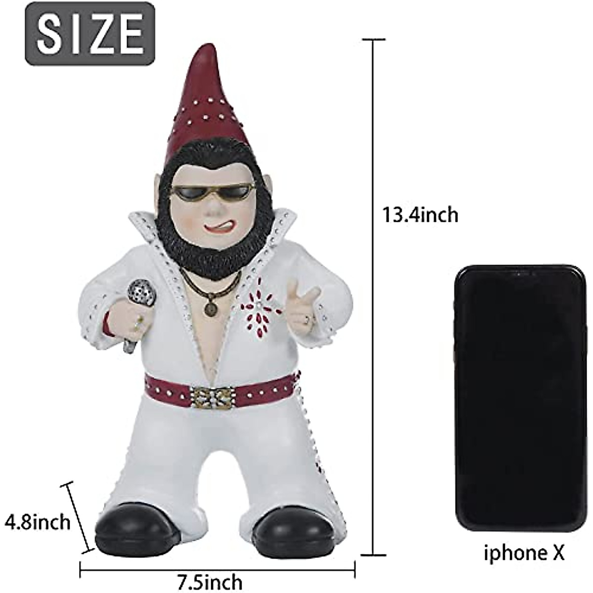 Jy.Cozy Singer Gnome Garden Statues - Resin Rocker Figurine, Outdoor Gnomes Garden Decorations, for Patio Yard Lawn Porch, Ornament Gift