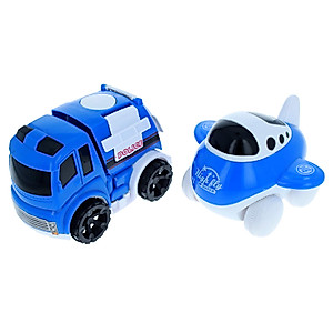 Kidplokio 8pc City Transport Playmat Set Friction Power Police Cars Boys 3 and Up