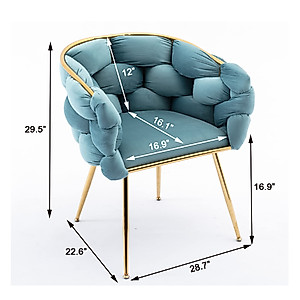 INMOZATA Velvet Dining Chairs Modern Accent Chair for Living Room Velvet Vanity Chair for Bedroom Furniture Decorative Tufted Backrest Reading Chair with Gold Legs,Blue