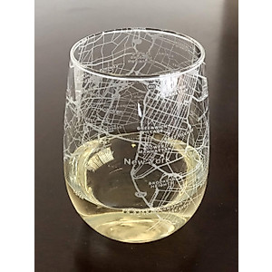 Stemless 17oz Wine Glass Urban City Map New York