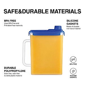 LocknLock Aqua Fridge Door Water Jug with Handle BPA Free Plastic Pitcher with Screw Top Lid Perfect for Making Teas and Juices, 1 Gallon, Blue