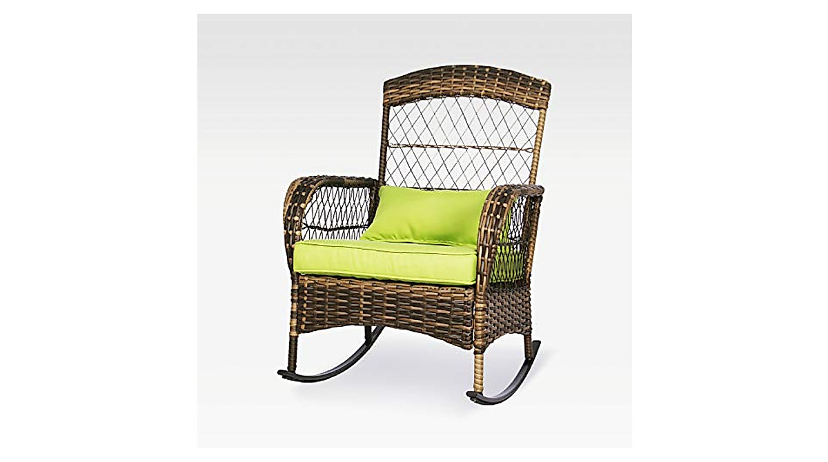 ENSTVER 3-Piece Outdoor Patio Set with Rattan Rocking Chairs and Glass ...