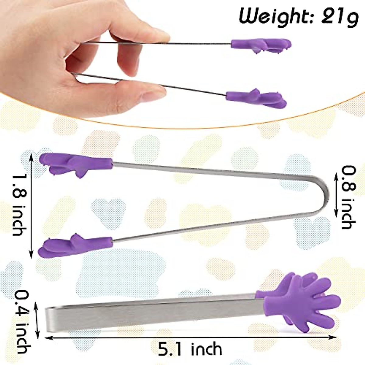 Shindel Silicone Mini Tongs, 8PCS Kids Tongs Cooking Tongs, Kitchen Gadgets