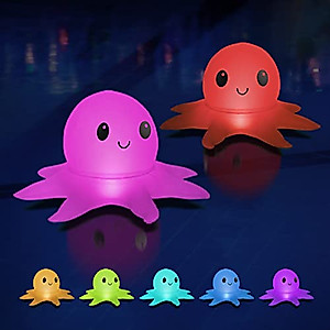 Floating Pool Lights Solar Powered Waterproof Inflatable Octopus Light with Remote Outdoor LED Glow Decoration Lighting for Swimming Pool, Pond, Garden Fountain 2Pack
