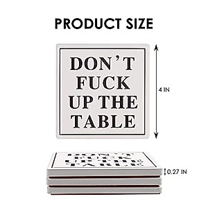 Ceramic Coasters Absorbent for Drinks, Coaster with Cork Backing for Family and Friends, 4 Pack (Don't up The Table)