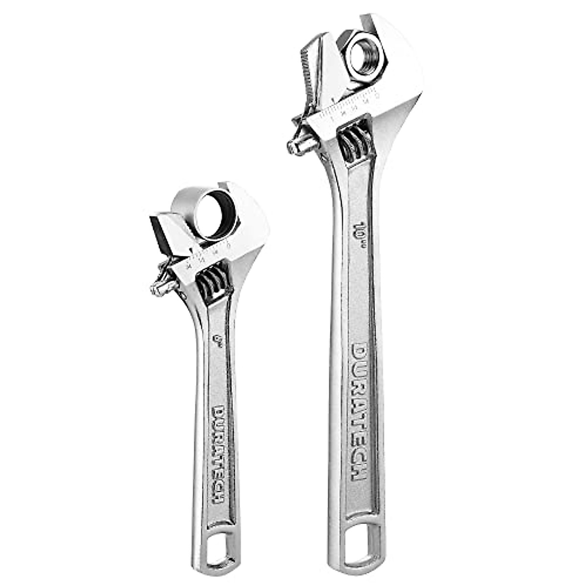 DURATECH Reversible Jaw Adjustable Wrench, Pipe Wrench Set, SAE and Metric Scale Marked, 2 Pack, 6 Inch&10 Inch