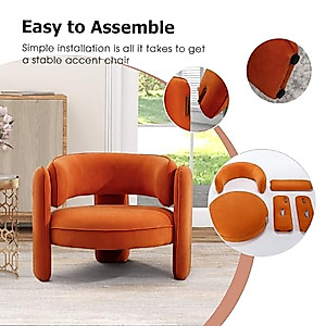 INZOY Mid Century Modern Accent Barrel Chair with Velvet Fabric, Comfy Upholstered Accent Armchair with Montage Design, Sherpa Boucle Chair for Living Room Bedroom Apartment, Light Yellow