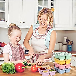 6 Pack Snack Containers, 4 Compartment Divided Snack Container for Kids, Bento Snack Box for Adults, Reusable Meal Prep Lunch Containers with Compartments, Small Bento Box for Work Travel