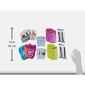 Freeman Beauty Everyday and Neon Vibes Facial Mask Variey Pack with Silicone Brush Applicators, Blue, Lavender, 17 Count