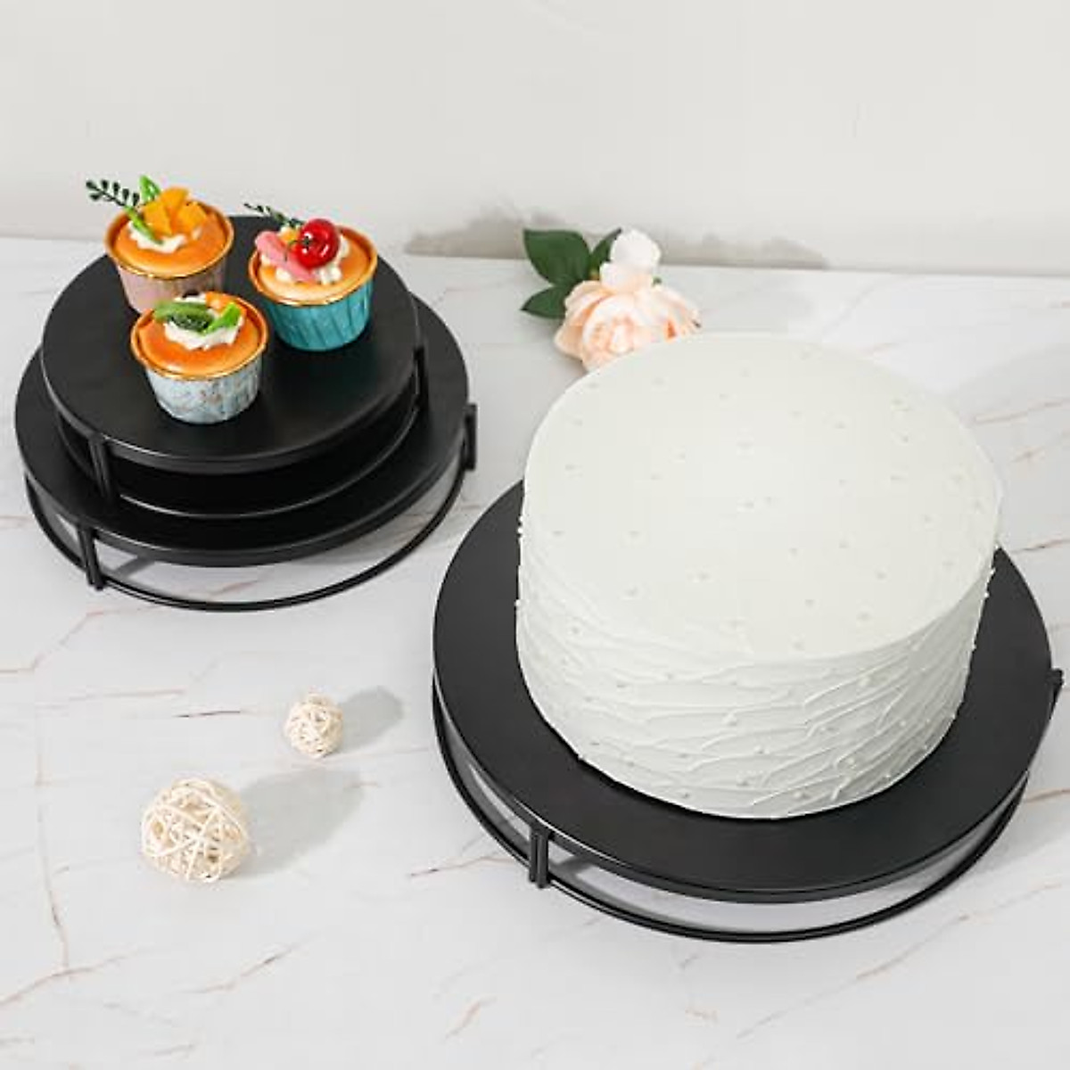 saiguomi 3Pcs Cake Stand, Black Round Metal Cake Stands 8/10/12Inch Dessert Display Stand Cupcake Stand Candy Display Plate for Dessert Table Wedding Event Birthday Anniversary Party