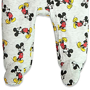 Disney Mickey Mouse Newborn Baby Boys 2 Pack Long Sleeve Sleep N' Play Coveralls White/Grey 0-3 Months