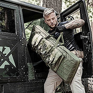 Tacticon Double R i f l e Bag | 2 R i f l e s + 2 Pistols Tuckable Backpack Straps | COMBAT VETERAN OWNED COMPANY | Waterproof Padded Lockable Carbine(Flat Dark Earth Tan, 36" x 12" Double Case)