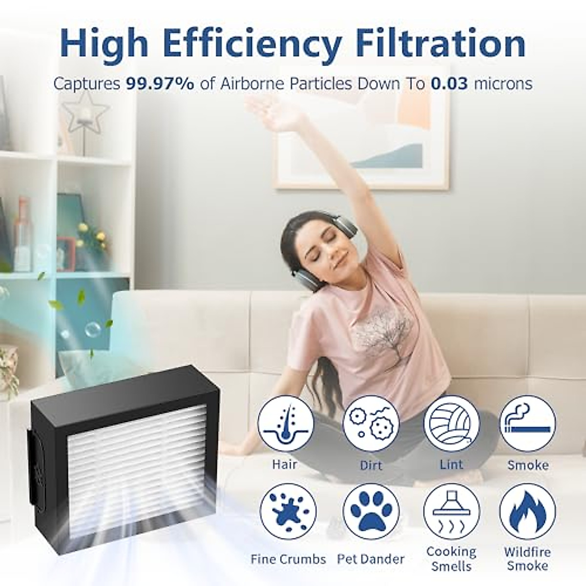 Filter Replacement for Roomba E I & J Series i7 i7+/plus i3 i3+ E5 E6 E7 i4 i6 i6+ i8 i8+ Vacuum Cleaners Parts, 6 Pack 4639161 High Efficiency Filters + 1 Cleaning Brush