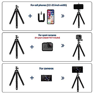 Phone Tripod, Portable Flexible Tripod Adjustable Cell Phone Tripod with Wireless Remote Mini Tripod Stand for iPhone 14 12 11 Pro XS MAX XR,Android Phone Samsung GoPro