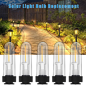 enwant LED Solar Light Replacement Bulbs, 3 Volts Filament Pathway Light Bulbs for Hampton Bay Fixtures, Warm White 3000K Solar Lightbulb Outdoor for Solar Walkway Light (5)